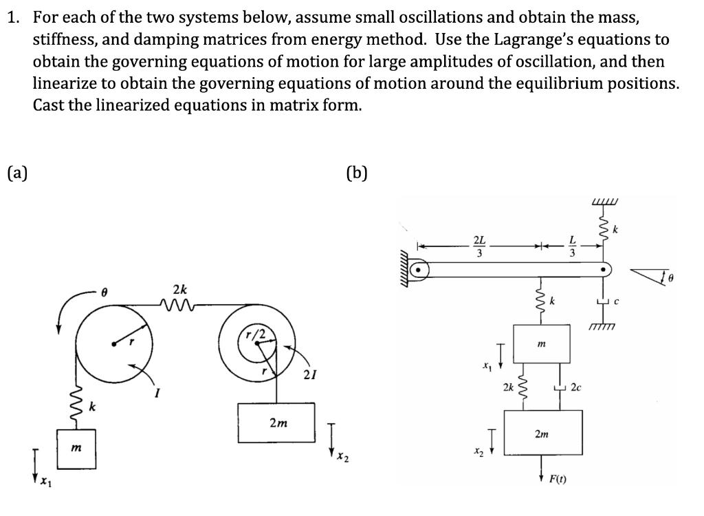 Solved 1. For each of the two systems below, assume small | Chegg.com