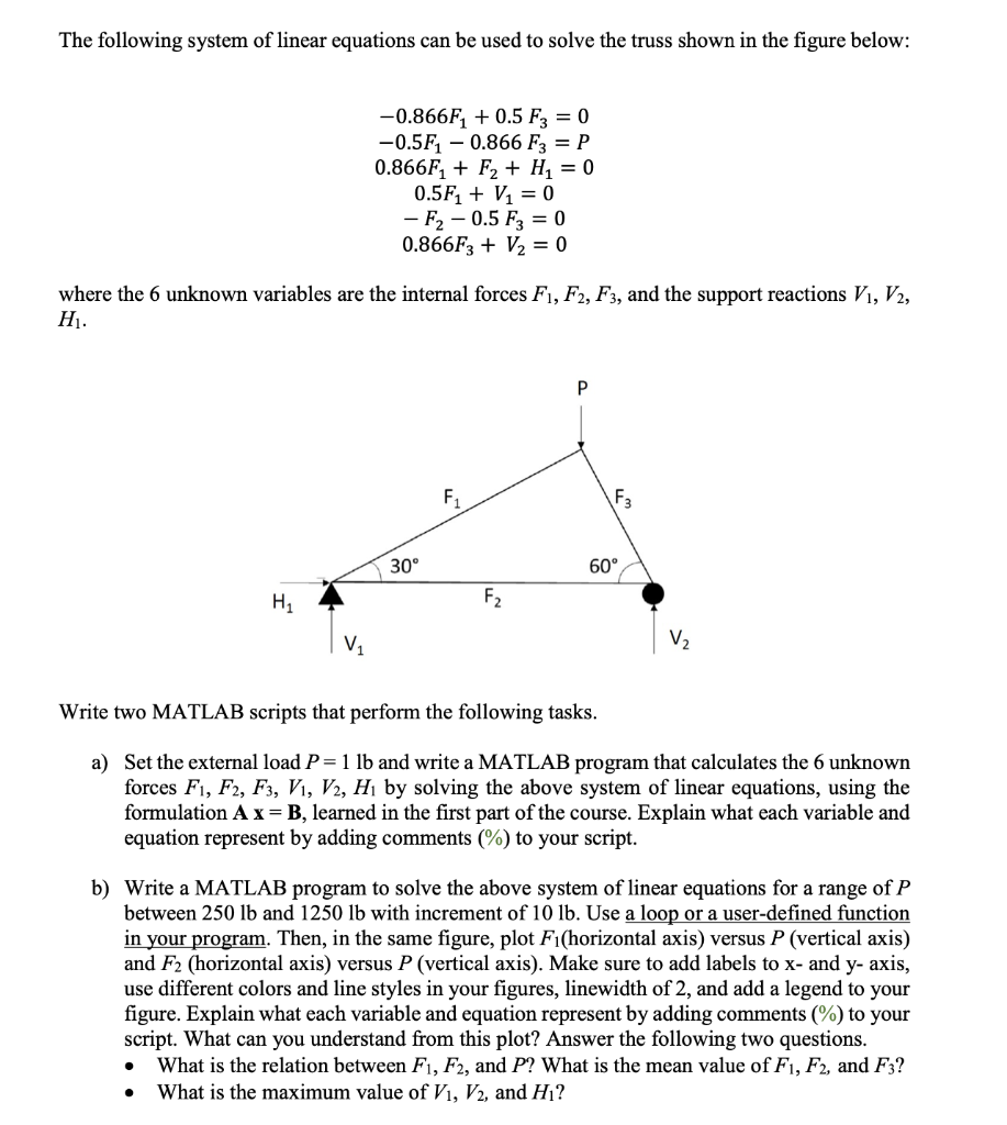 Solved The following system of linear equations can be used | Chegg.com
