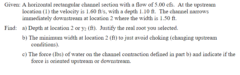 Given: A horizontal rectangular channel section with | Chegg.com