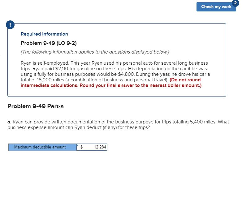 Solved Check my work Required information Problem 9-49 (LO | Chegg.com Solved Check my work Required information Problem 9-49 (LO | Chegg.com