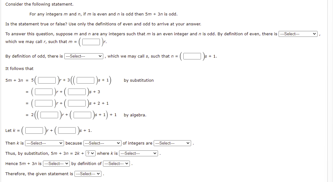 Solved Consider the following statement. For any integers m | Chegg.com