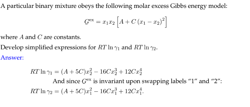 Solved A particular binary mixture obeys the following molar | Chegg.com