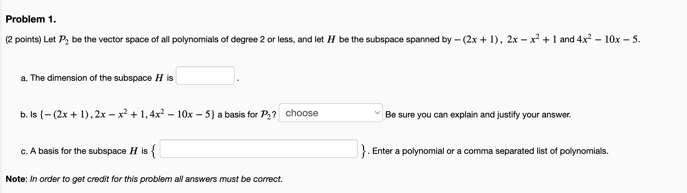 Solved Problem 1 2 points let P2 be The Vector Space Of