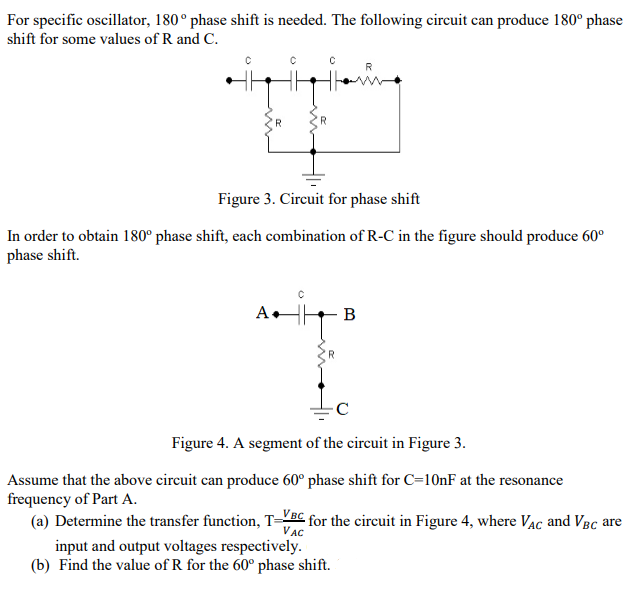Solved For specific oscillator, 180° phase shift is needed. | Chegg.com