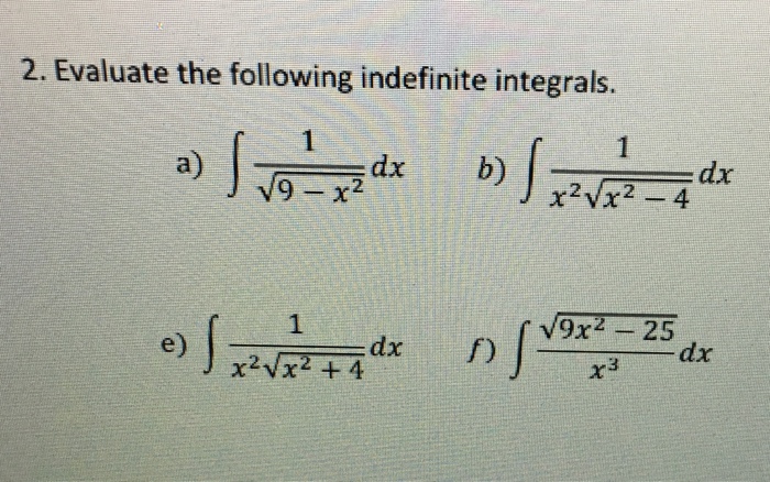 Solved Evaluate the following indefinite integrals. a) | Chegg.com