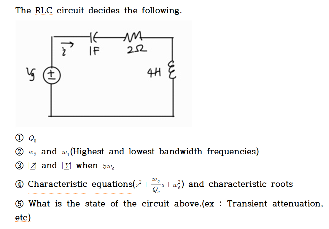 Solved The RLC circuit decides the following. Q0 w2 and w1 | Chegg.com