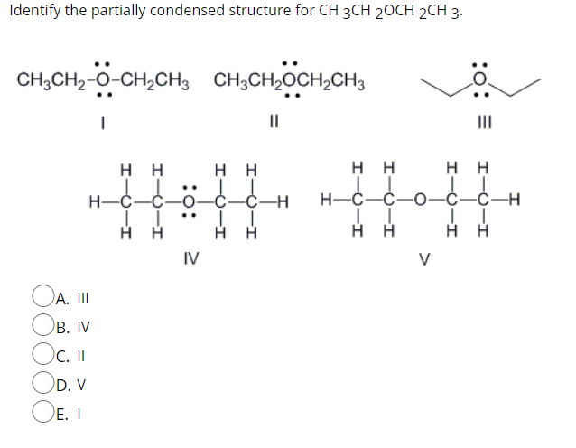 Solved Identify the partially condensed structure for CH 3 | Chegg.com