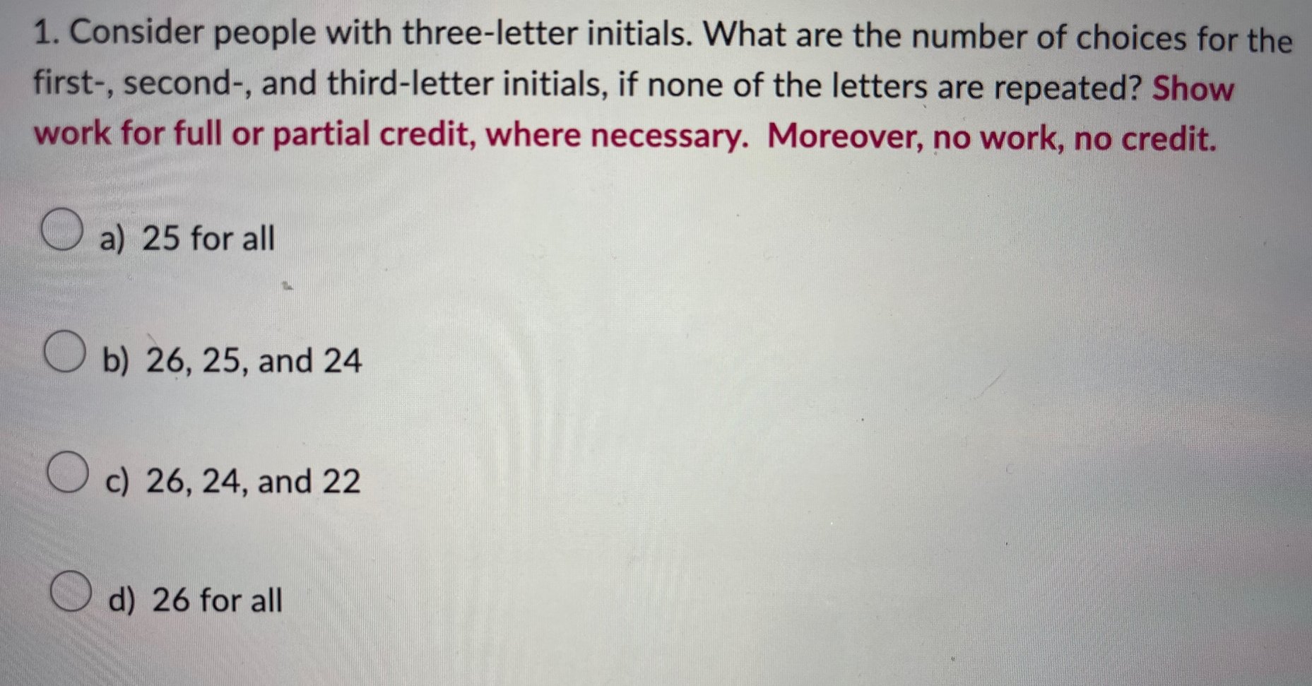 Solved Consider people with three-letter initials. What are | Chegg.com