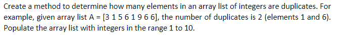 Solved Create a method to determine how many elements in an | Chegg.com
