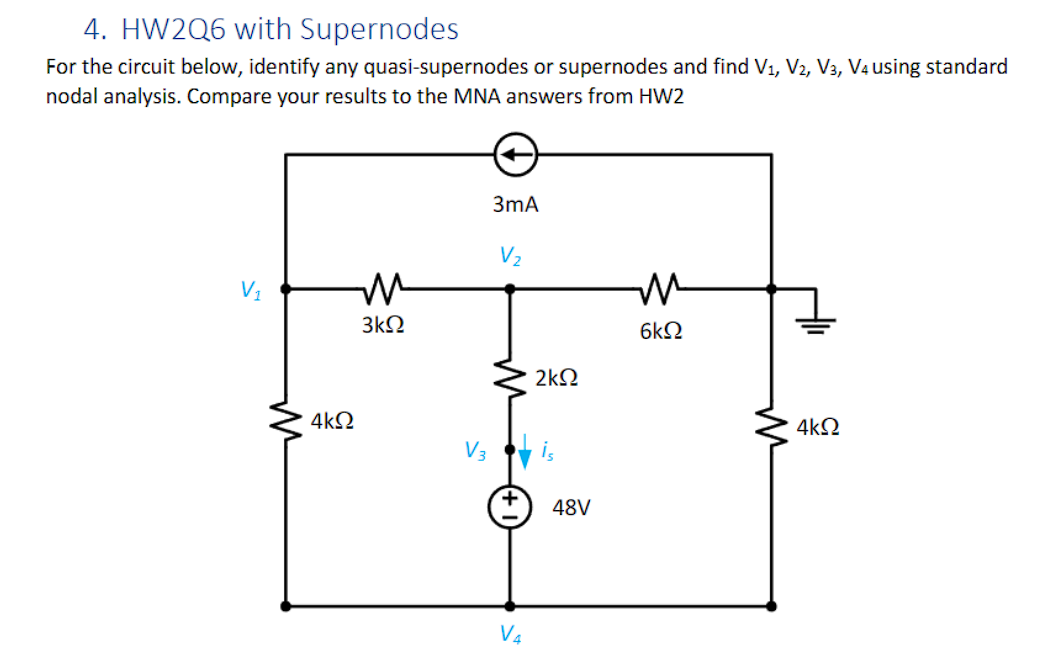Solved HW2Q6 ﻿with SupernodesFor the circuit below, identify | Chegg.com