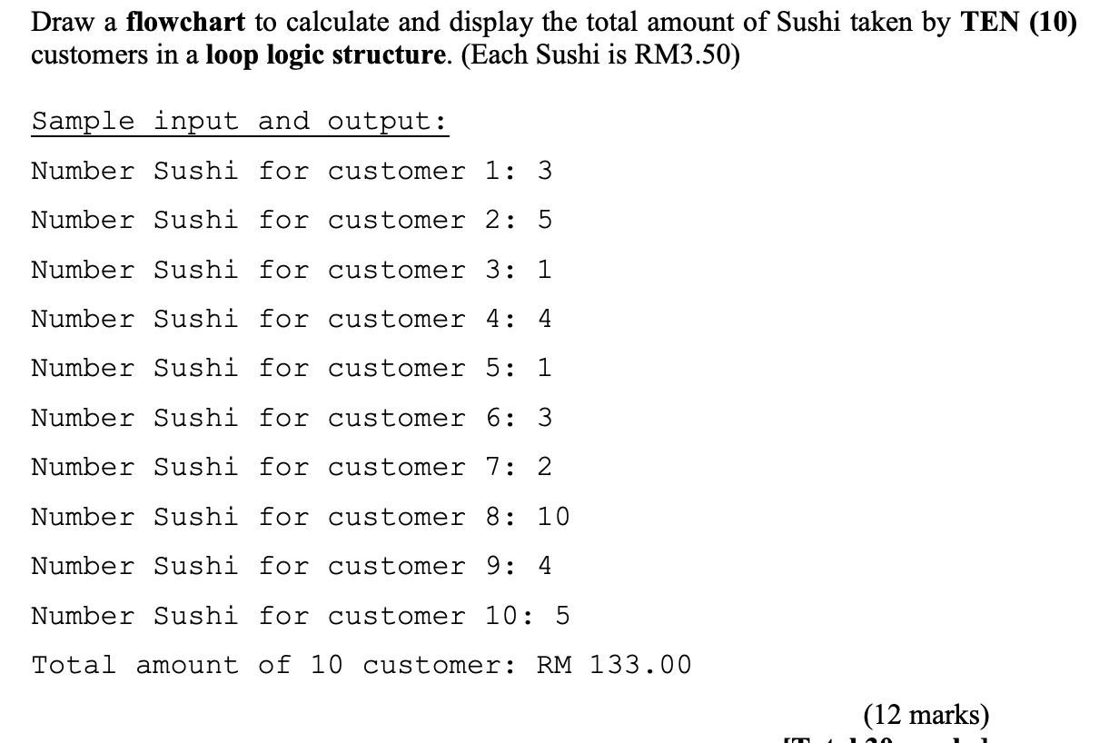 Solved Draw a flowchart to calculate and display the total | Chegg.com