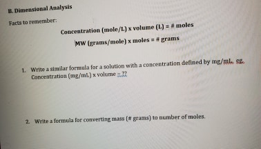 Solved B. Dimensional Analysis Facts to remember: | Chegg.com