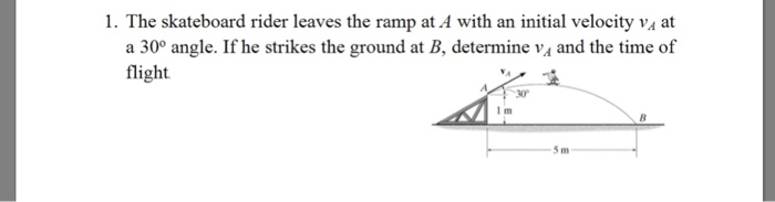 Solved 1. The skateboard rider leaves the ramp at A with an | Chegg.com