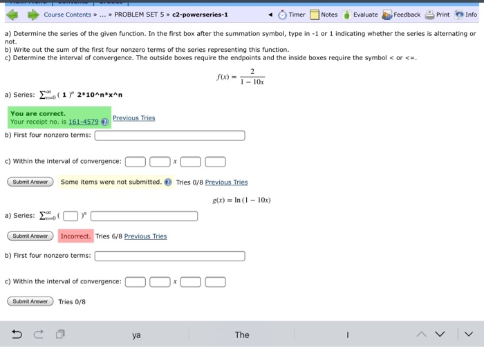 Solved PROBLEM SET 5 Info Course Contents c2-powerseries-1 | Chegg.com