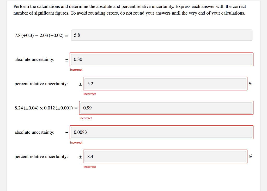 Solved Perform the calculations and determine the absolute | Chegg.com