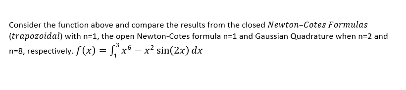 Solved Consider the function above and compare the results | Chegg.com