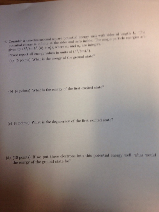 Solved Consider two-dimensional square potential energy | Chegg.com