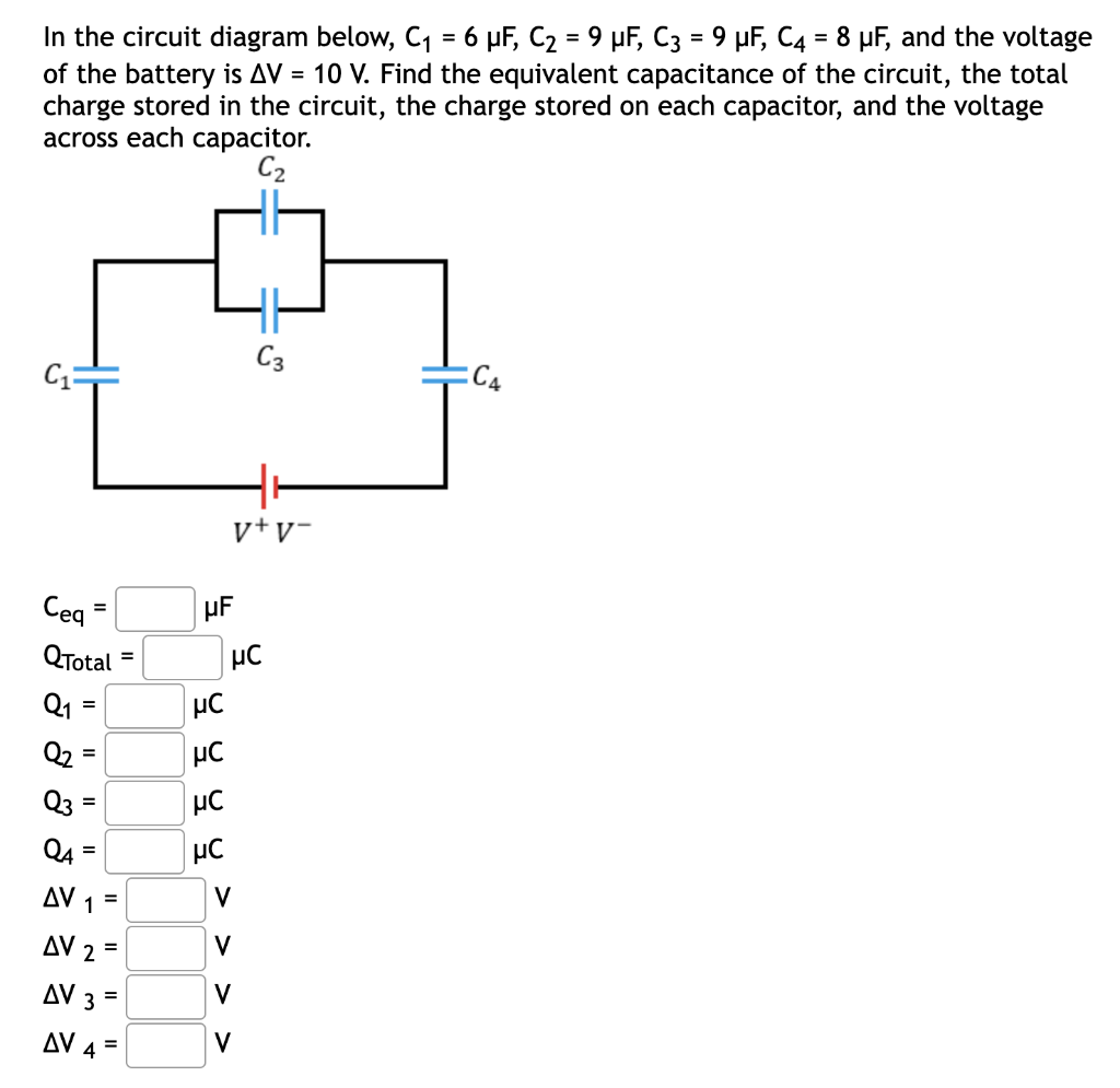 Solved = In the circuit diagram below, C1 = 6 pF, C2 = 9 uF, | Chegg.com