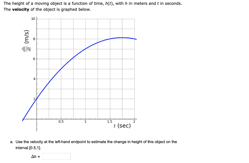 Solved The height of a moving object is a function of time, | Chegg.com