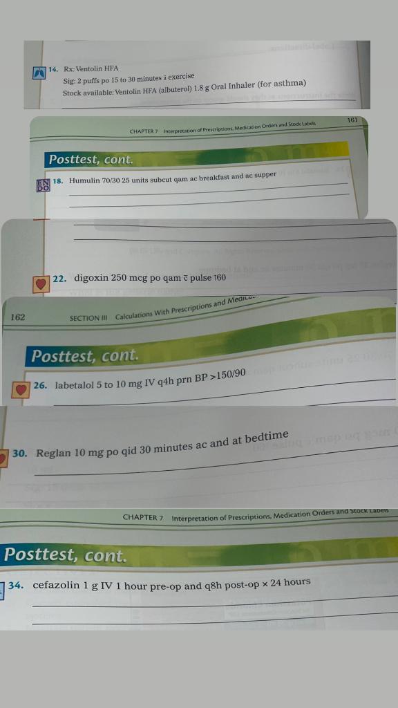 Q6. 14. Rx: Ventolin HFA Sig: 2 puffs po 15 to 30 | Chegg.com