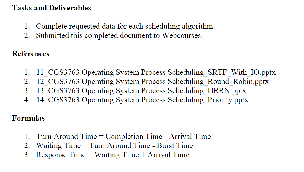 Solved Tasks and Deliverables 1. Complete requested data for | Chegg.com