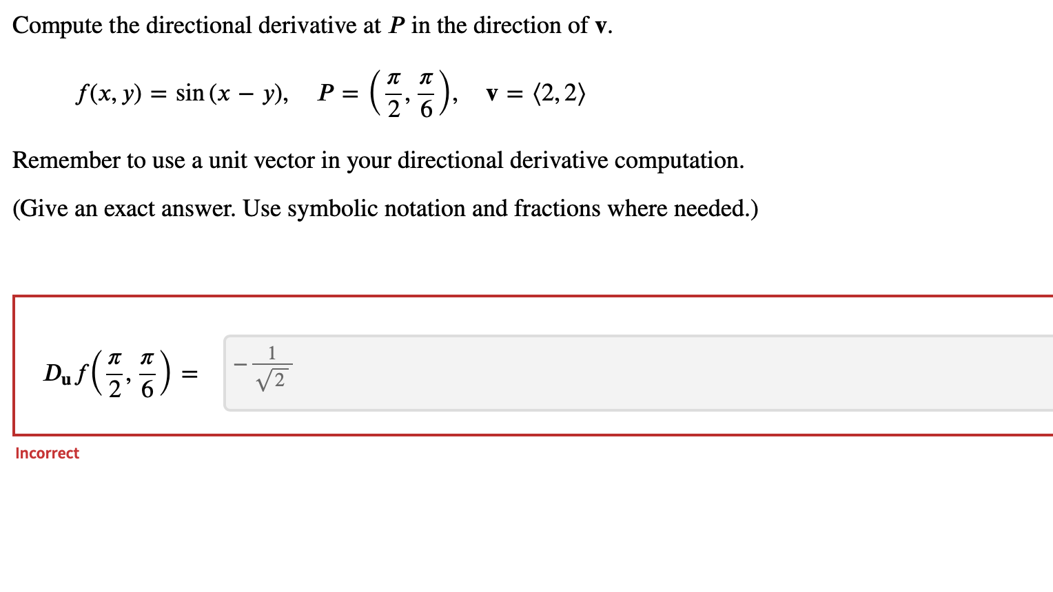 Solved Compute the directional derivative at P in the | Chegg.com