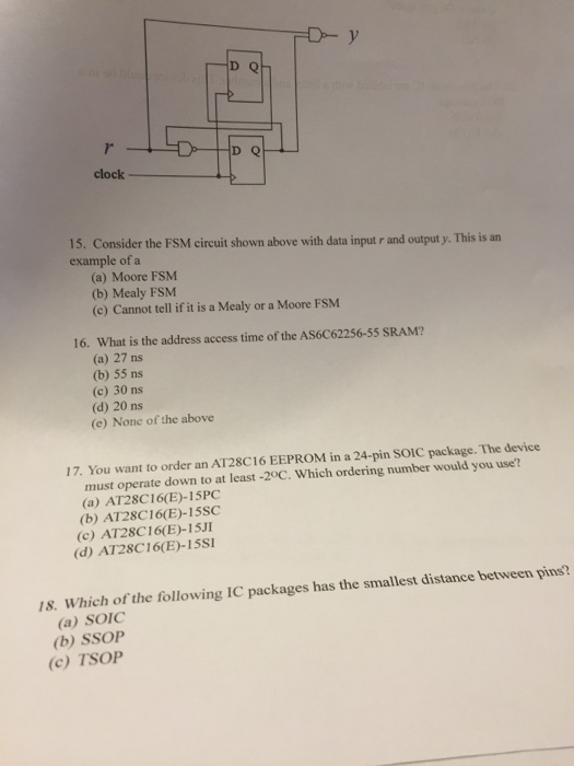 Solved clock 15. Consider the FSM circuit shown above with | Chegg.com