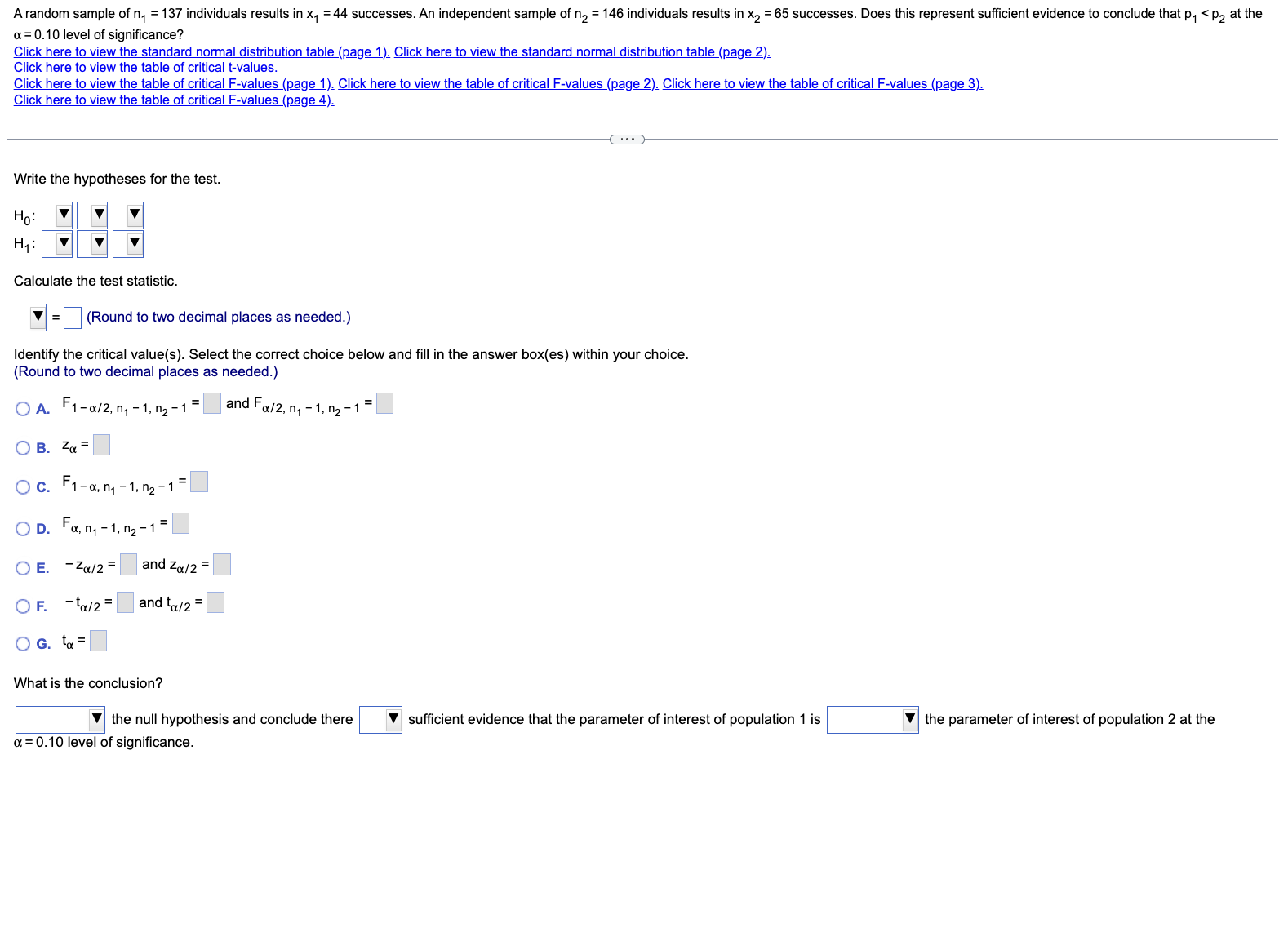 Solved α=0.10 level of significance? Click here to view the | Chegg.com