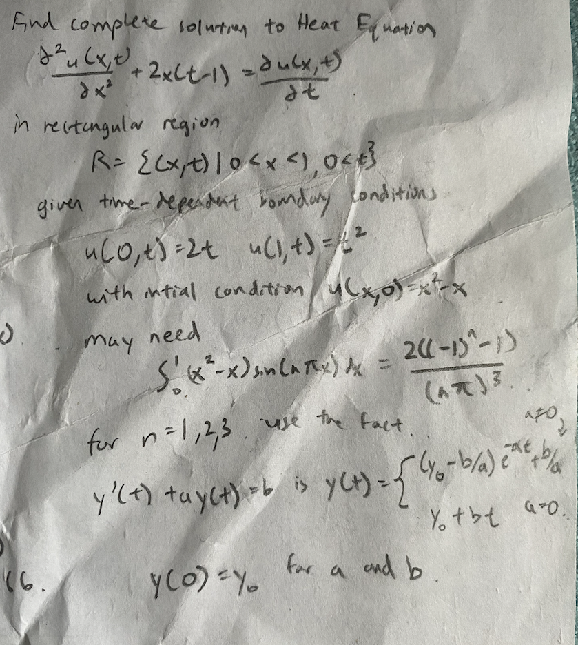 Solved Find the complete solution to this Heat Equation in | Chegg.com