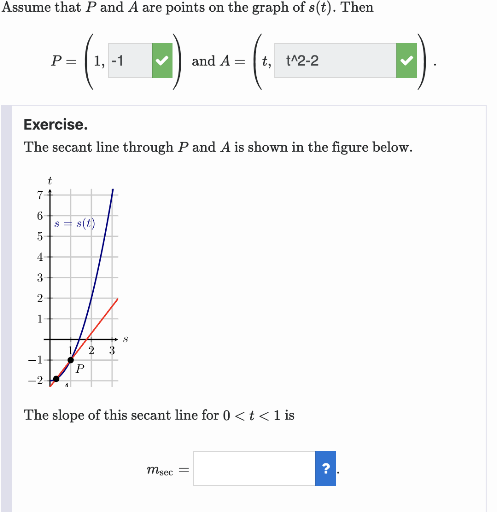 Solved sume that P and A are points on the graph of s(t). | Chegg.com