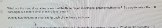 What are the central variables of each of the three | Chegg.com