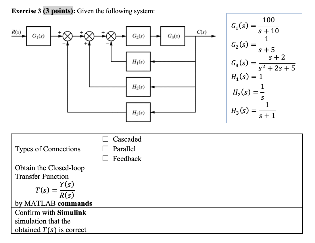 Solved Exercise 3 (3 points): Given the following system: | Chegg.com