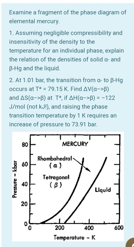 Solved Examine a fragment of the phase diagram of elemental | Chegg.com
