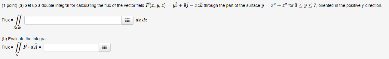 Solved (1 point) (a) Set up a double integral for | Chegg.com