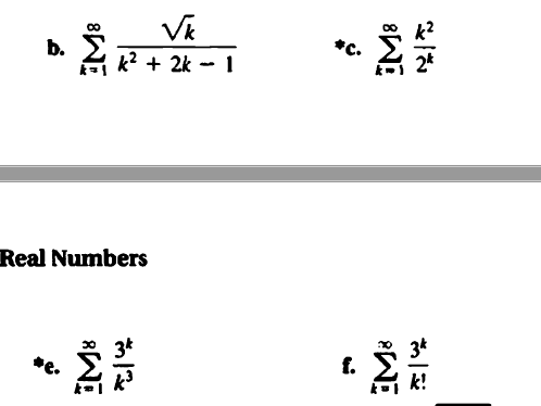 Solved b. c. 2 k키 Real Numbers 30 e. k3 k! | Chegg.com