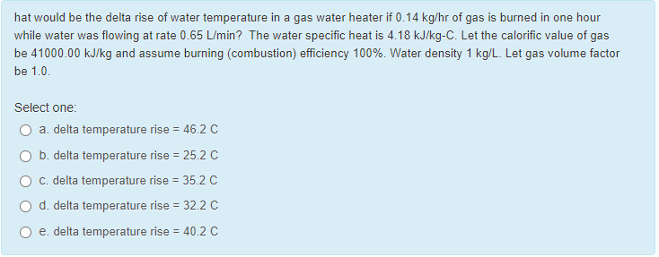 Solved hat would be the delta rise of water temperature in a | Chegg.com