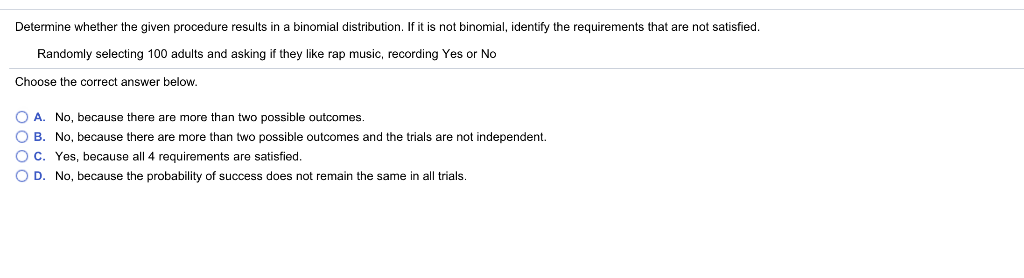Solved Determine whether the given procedure results in a | Chegg.com
