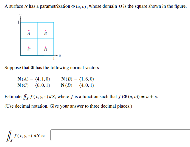 Solved A surface S has a parametrization Φ(u,v), whose | Chegg.com