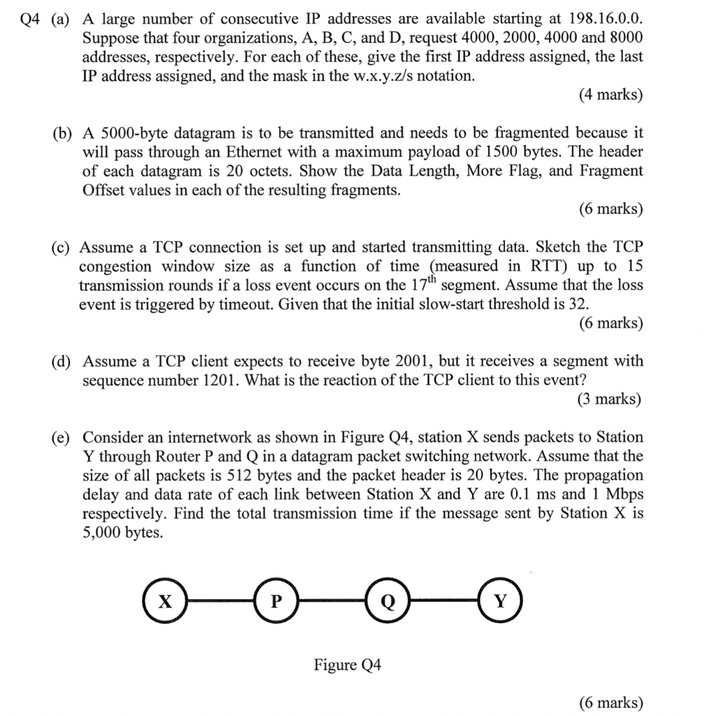 Solved Q4 (a) A large number of consecutive IP addresses are | Chegg.com