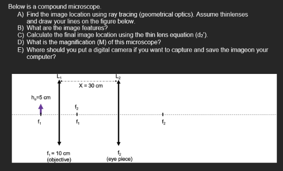 Solved Below is a compound microscope. A) Find the image | Chegg.com