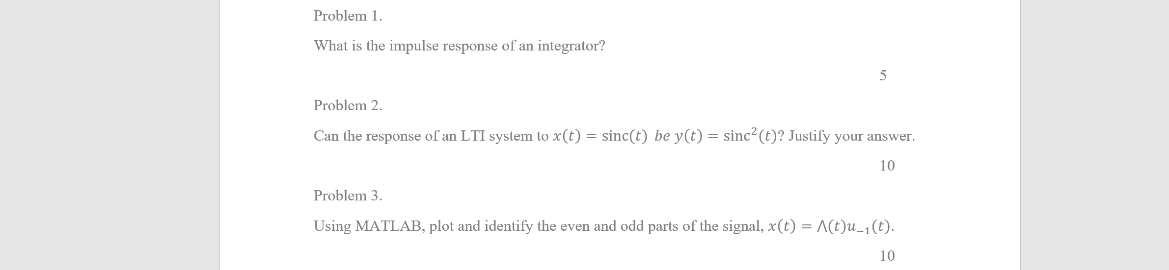 Solved Problem 1 What Is The Impulse Response Of An