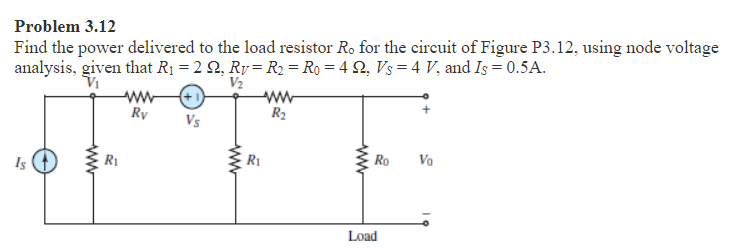 Solved Problem 3.12 Find the power delivered to the load | Chegg.com