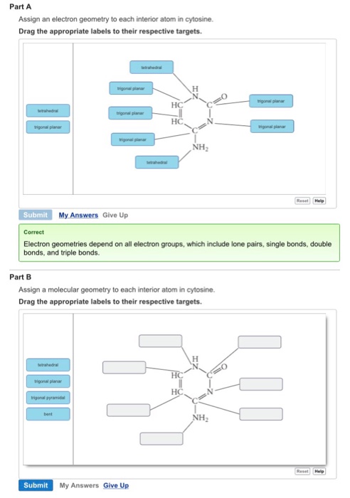 Solved Part A Assign an electron geometry to each interior | Chegg.com Solved Part A Assign an electron geometry to each interior | Chegg.com