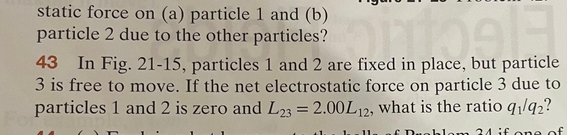 Solved static force on (a) particle 1 and (b) particle 2 due | Chegg.com