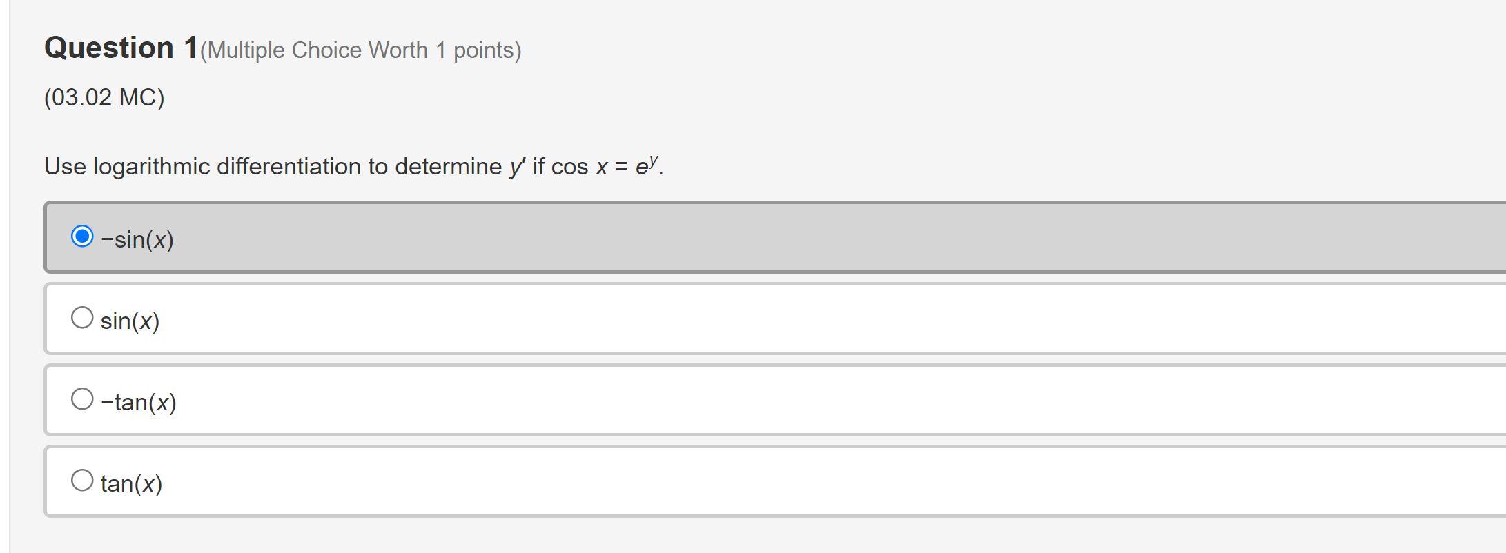 Solved Question 1 (Multiple Choice Worth 1 points) (03.02 | Chegg.com
