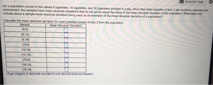 Solved i Question Help Let a population consist of | Chegg.com Solved i Question Help Let a population consist of | Chegg.com