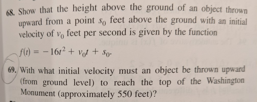 Solved 68. Show that the height above the ground of an | Chegg.com