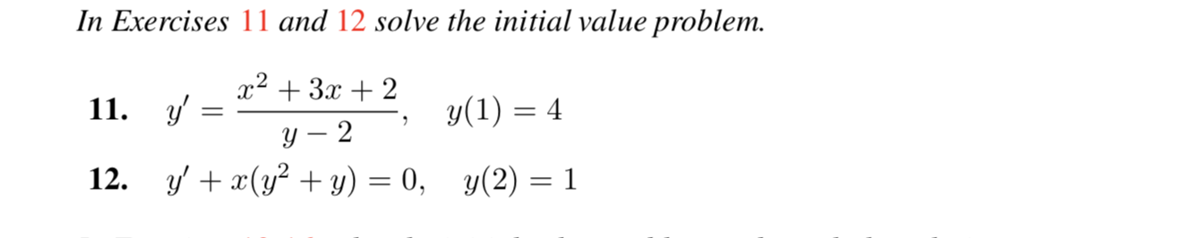 Solved In Exercises 11 and 12 solve the initial value | Chegg.com