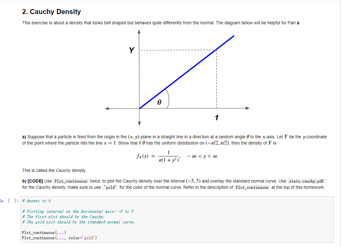 Solved 2. Cauchy Density This exercise is about a density | Chegg.com