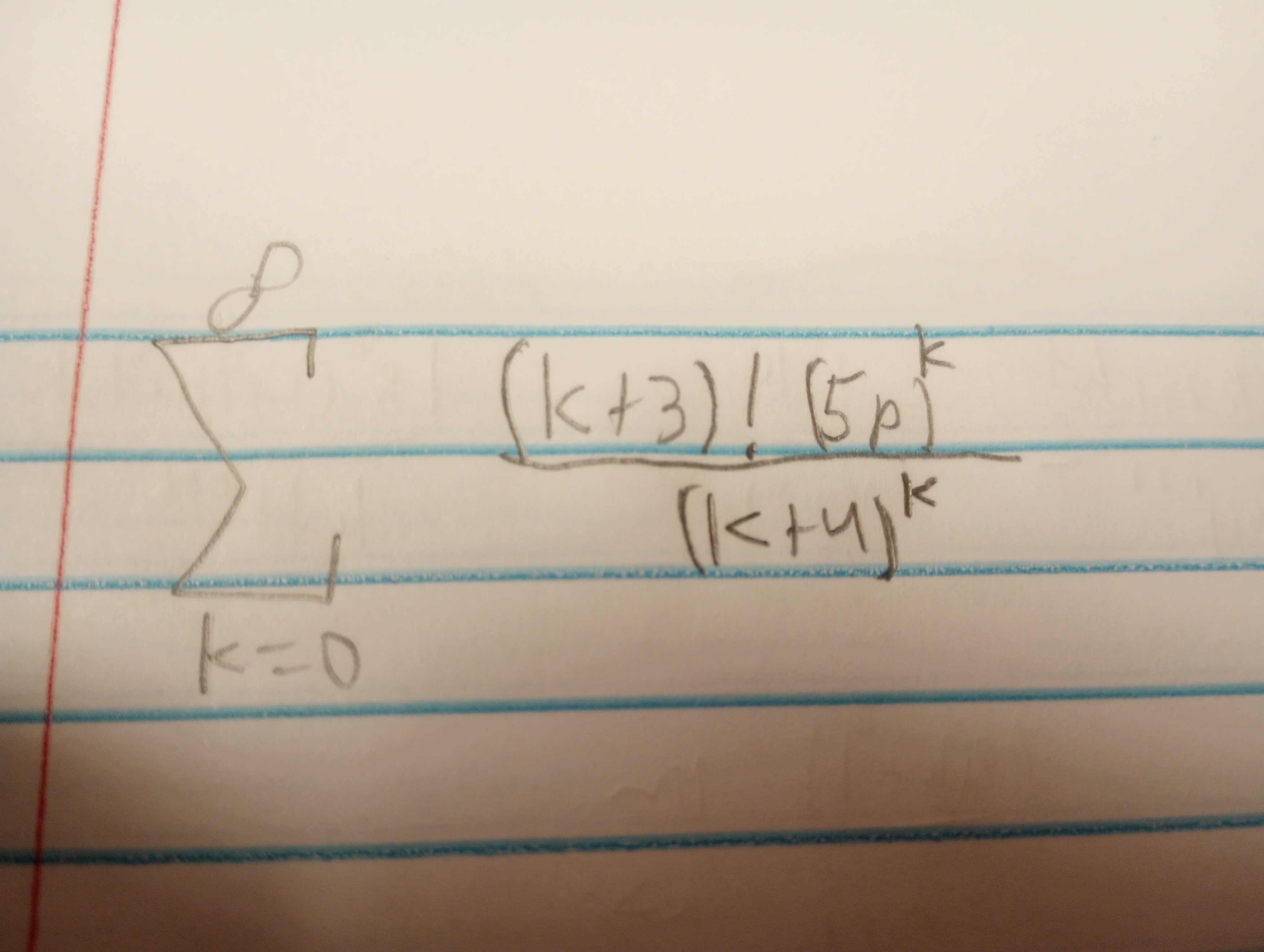 Solved ∑k=0∞(k+3)!(5p)k(k+4)k ﻿Find the values of the | Chegg.com